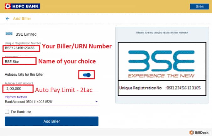Moneycontrol Transact Mutual Fund - SIP Activation/Biller Registration for HDFC Bank ...