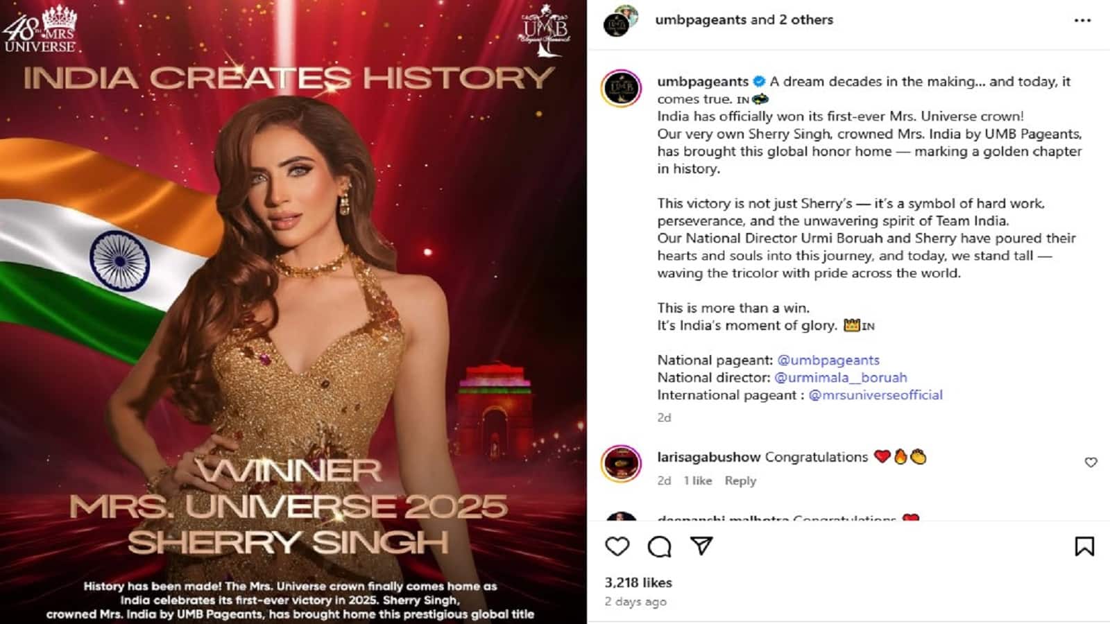 पहली बार भारत बना विजेता, मनीला में शेरी सिंह ने जीता Mrs Universe 2025 ...