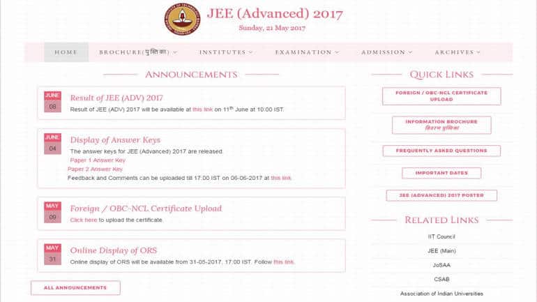 IIT JEE Advanced 2017 results declared; Here's how to check on jeeadv.ac.in