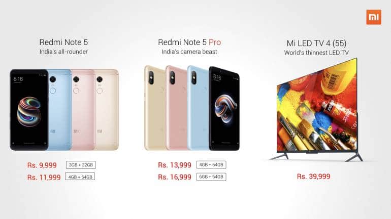 Xiaomi launches Redmi Note 5, Note 5 Pro and Mi LED TV 4
