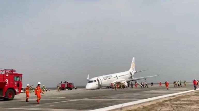 Myanmar pilot saves 89 lives after landing jet without front wheels ...