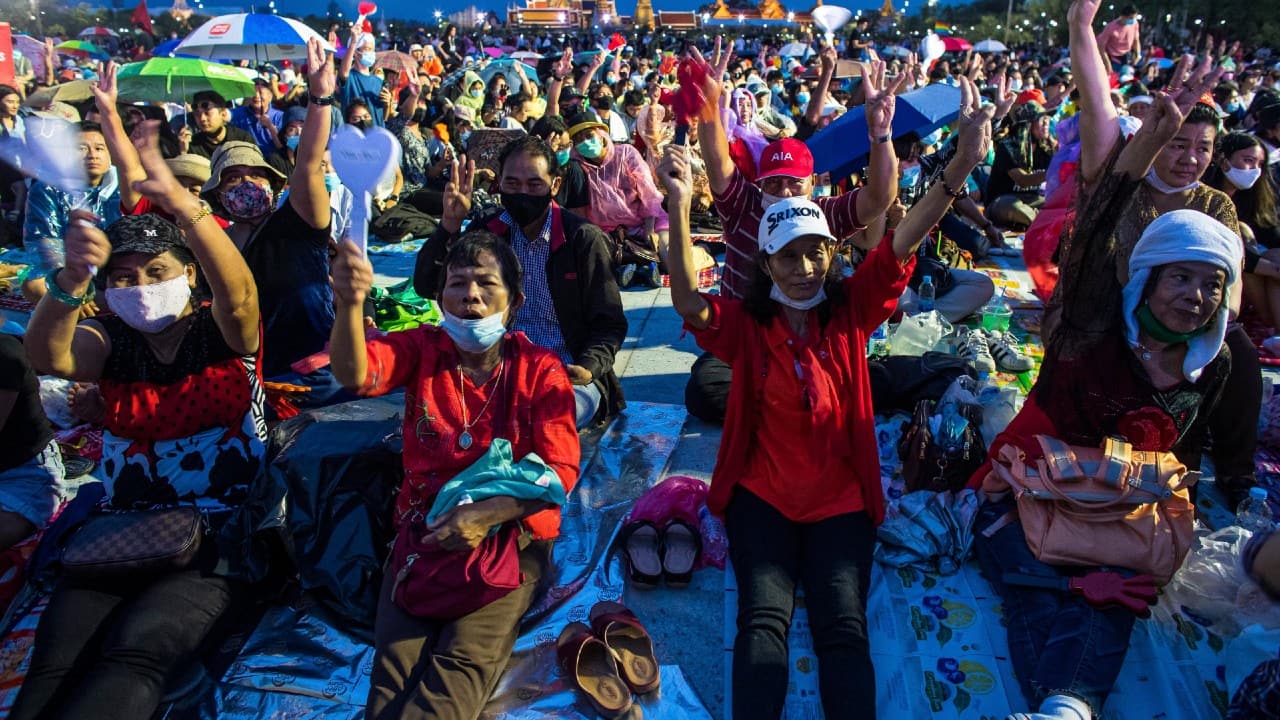 Demonstrators stage protest in Thailand demanding fresh elections and ...