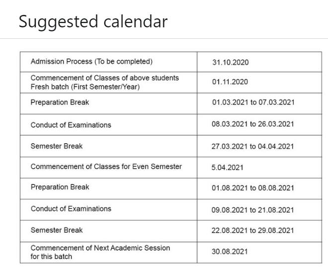 First-year classes for UG, PG programmes to begin on November 1 ...