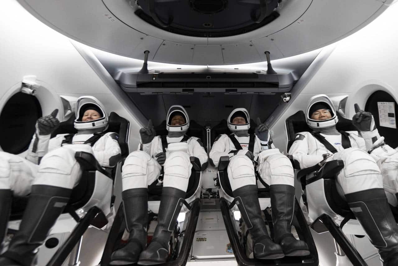 Spacex Crew Dragon Resilience Capsule Carrying Four Astronauts Docks
