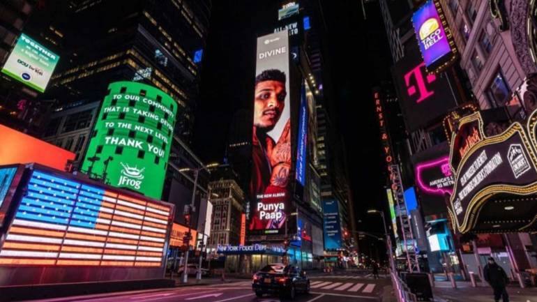DIVINE becomes first Indian rapper to feature on Times Square Billboard