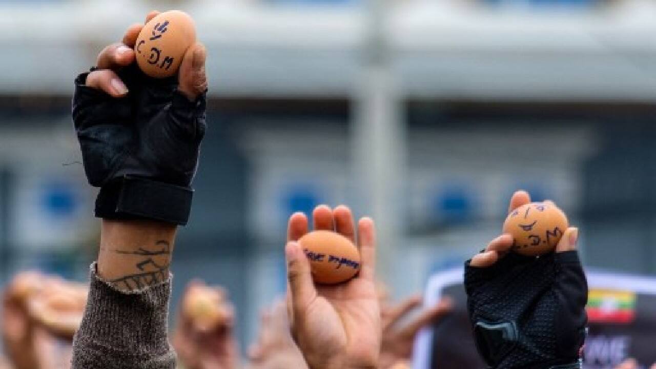Myanmar Anti-Coup Protest | Demonstrators launch 'Easter egg strike ...