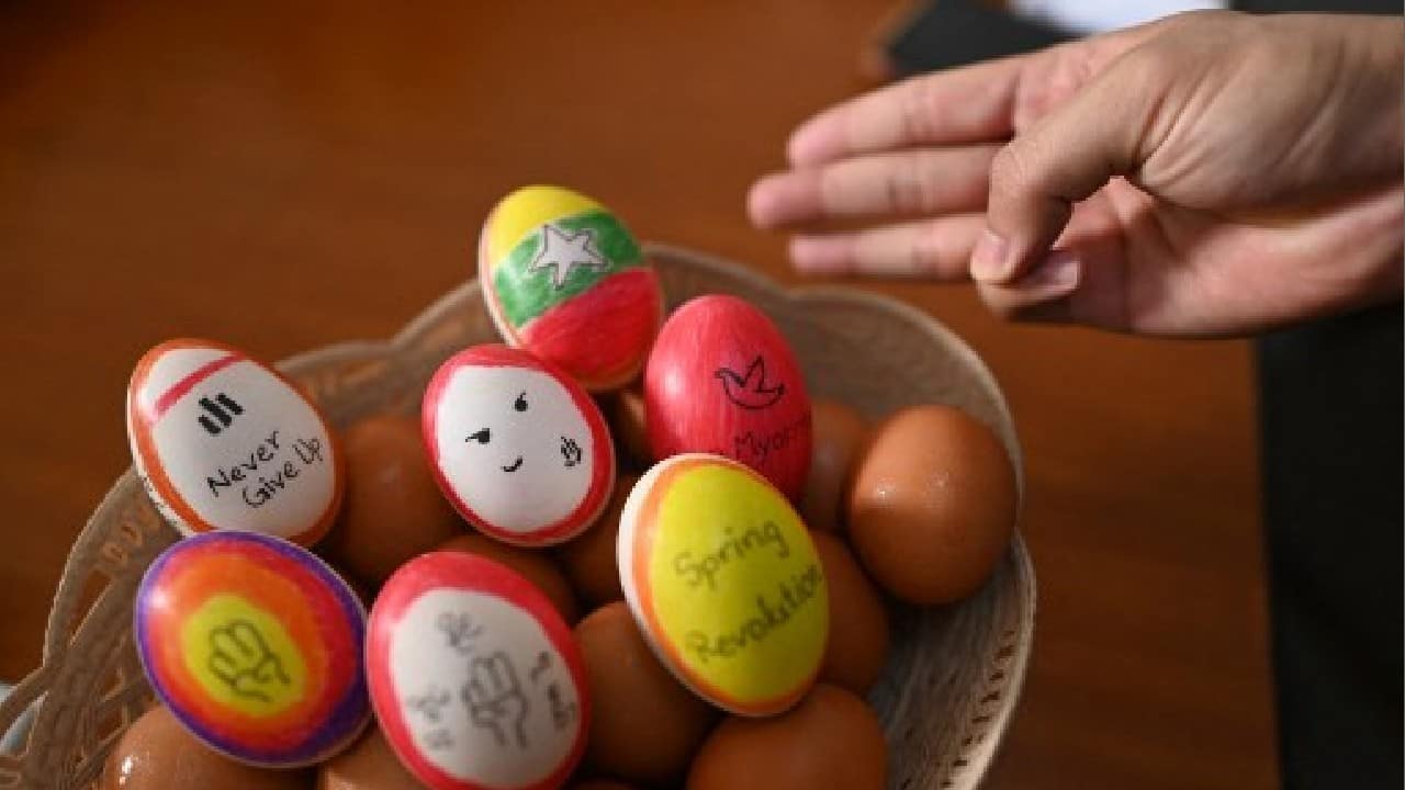 Myanmar Anti-Coup Protest | Demonstrators launch 'Easter egg strike ...