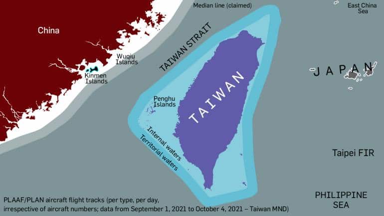 Taiwan says 10 Chinese aircraft crossed Taiwan Strait median line