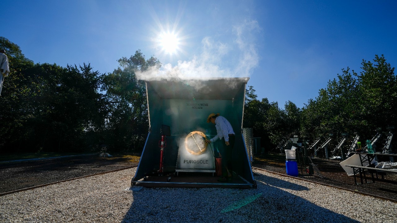 Roasting coffee with the rays of the sun