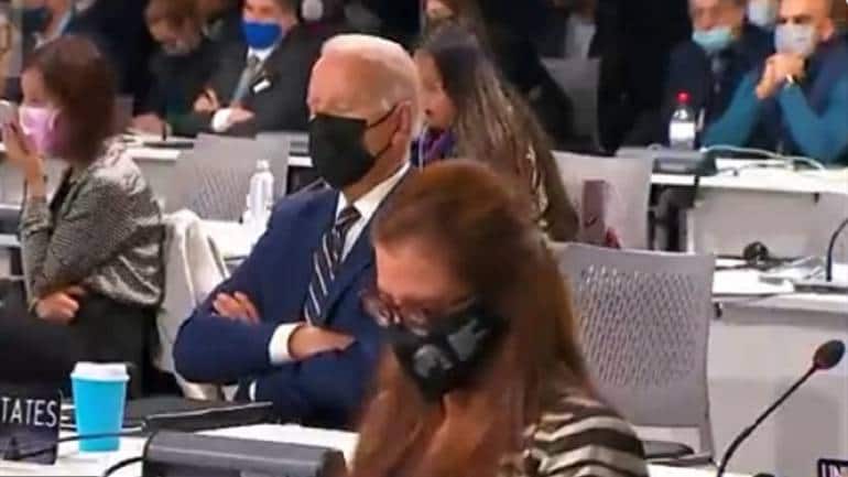US President Joe Biden caught dozing at COP26 summit