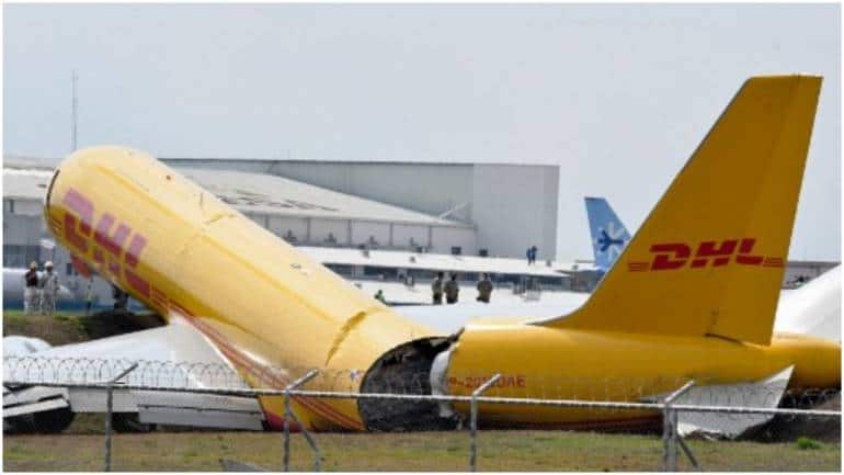 Watch: Plane splits in two after skidding off runway in shocking footage