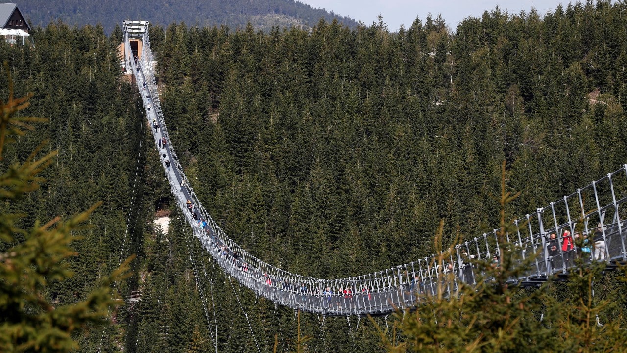 Fear and adrenaline as Czechs open world's longest suspension footbridge