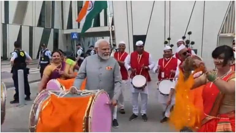Watch: PM Modi plays the dhol in Copenhagen during Denmark trip