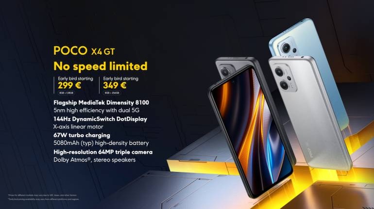 Poco X4 GT launched with MediaTek Dimensity 8100 SoC, 144Hz Display ...