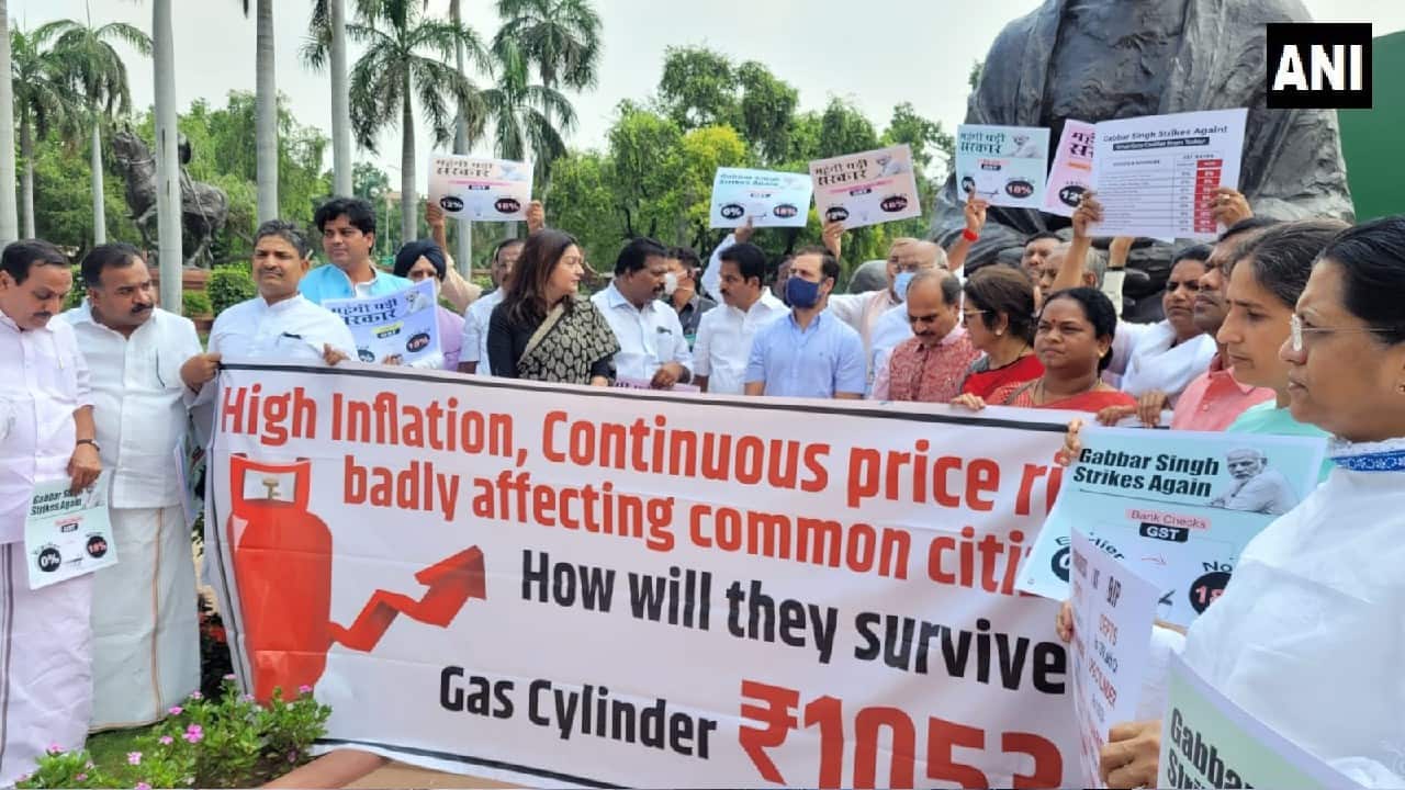 In pics | Opposition stages protest against inflation, 5% GST on ...