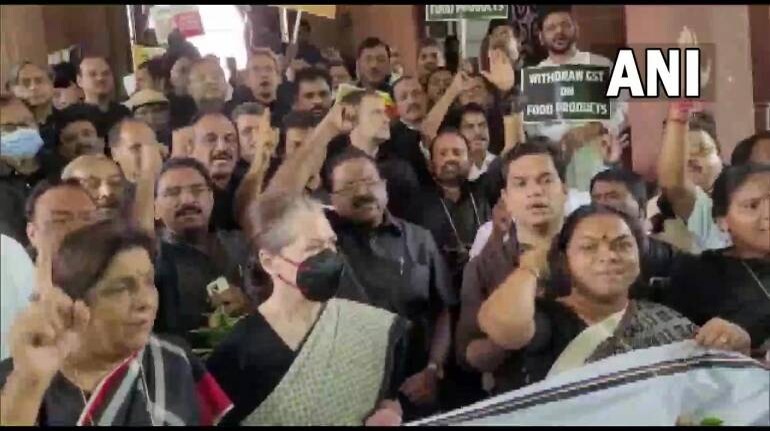 Wearing Black Clothes Congress Mps Stage Protest In Parliament Rahul