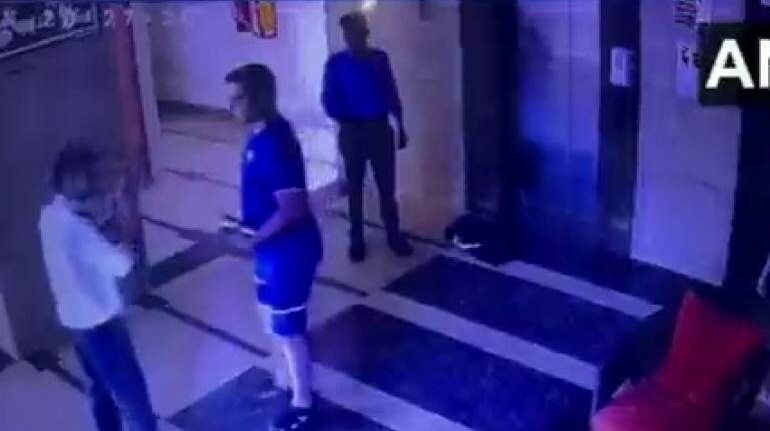 On Camera Gurugram Man Repeatedly Slaps Security Guards After Being Stuck In Lift Arrested