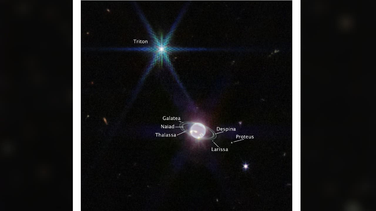 Stunning images of Neptune's delicate rings captured by James Webb