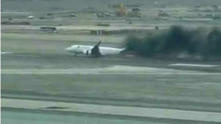 Video: Airplane crashes into fire truck during take-off, goes up in flames
