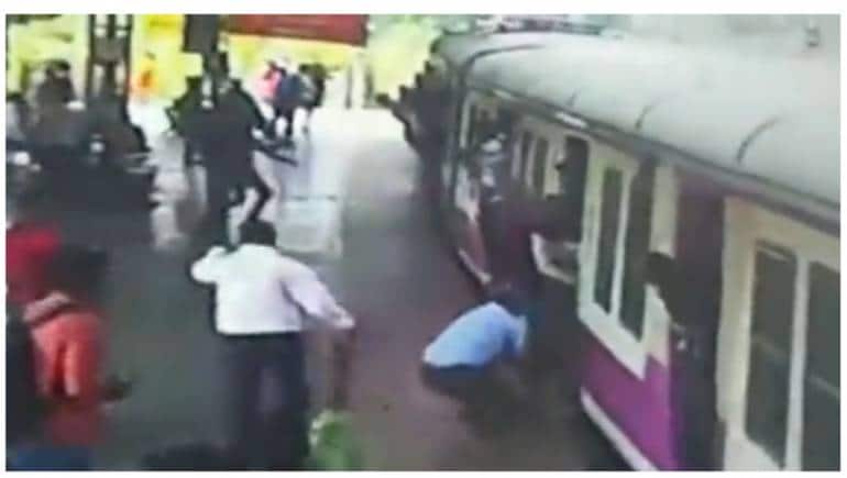 Video: Woman, child rescued from falling off moving train in Mumbai