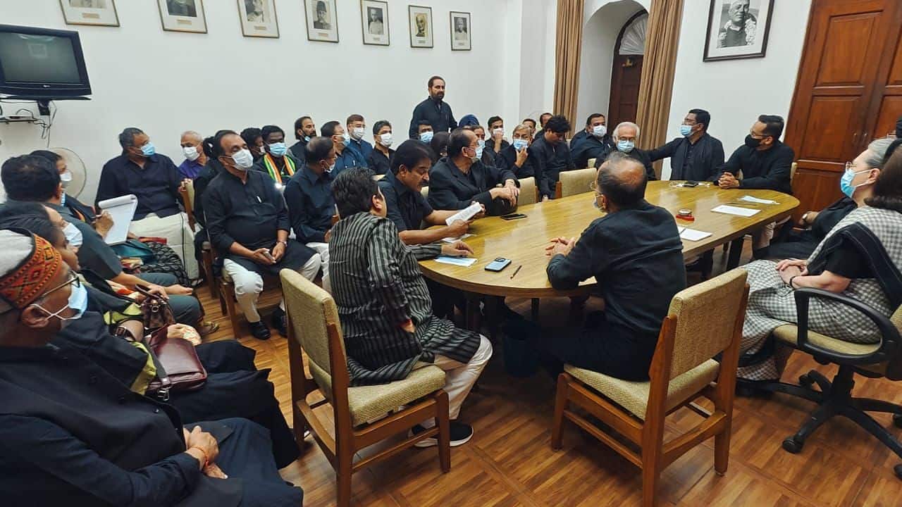 In Pics Opposition Wears Black To Protest Against Rahul Gandhis