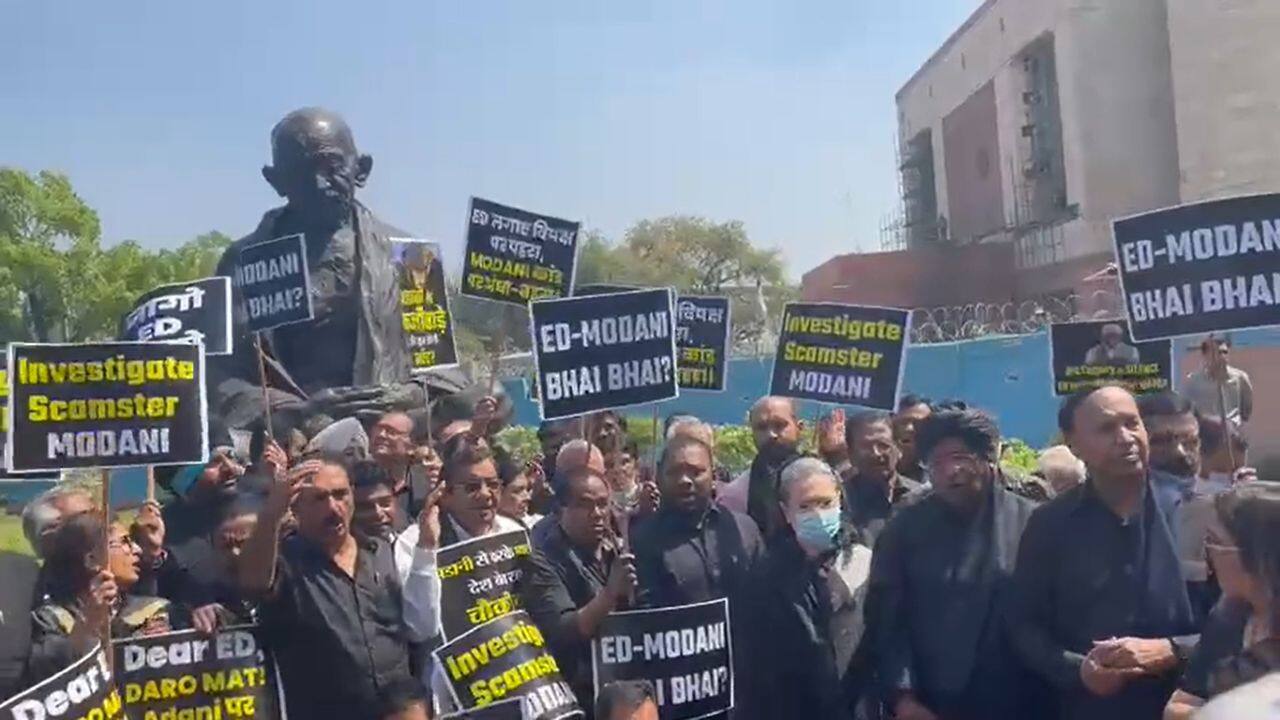 In Pics Opposition Wears Black To Protest Against Rahul Gandhis