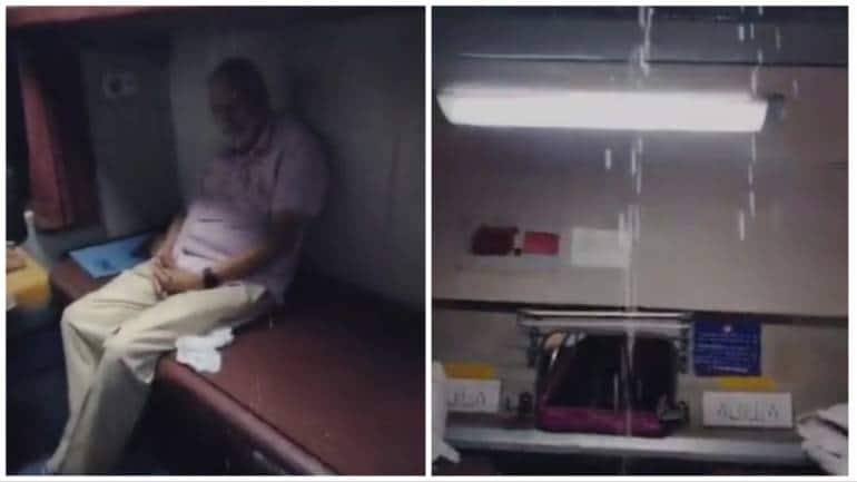 Rain water leaks into AC coach on Mumbai-Indore Avantika Express. Viral ...