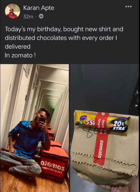 Zomato delivery man gives chocolates to customers on his birthday, gets ...