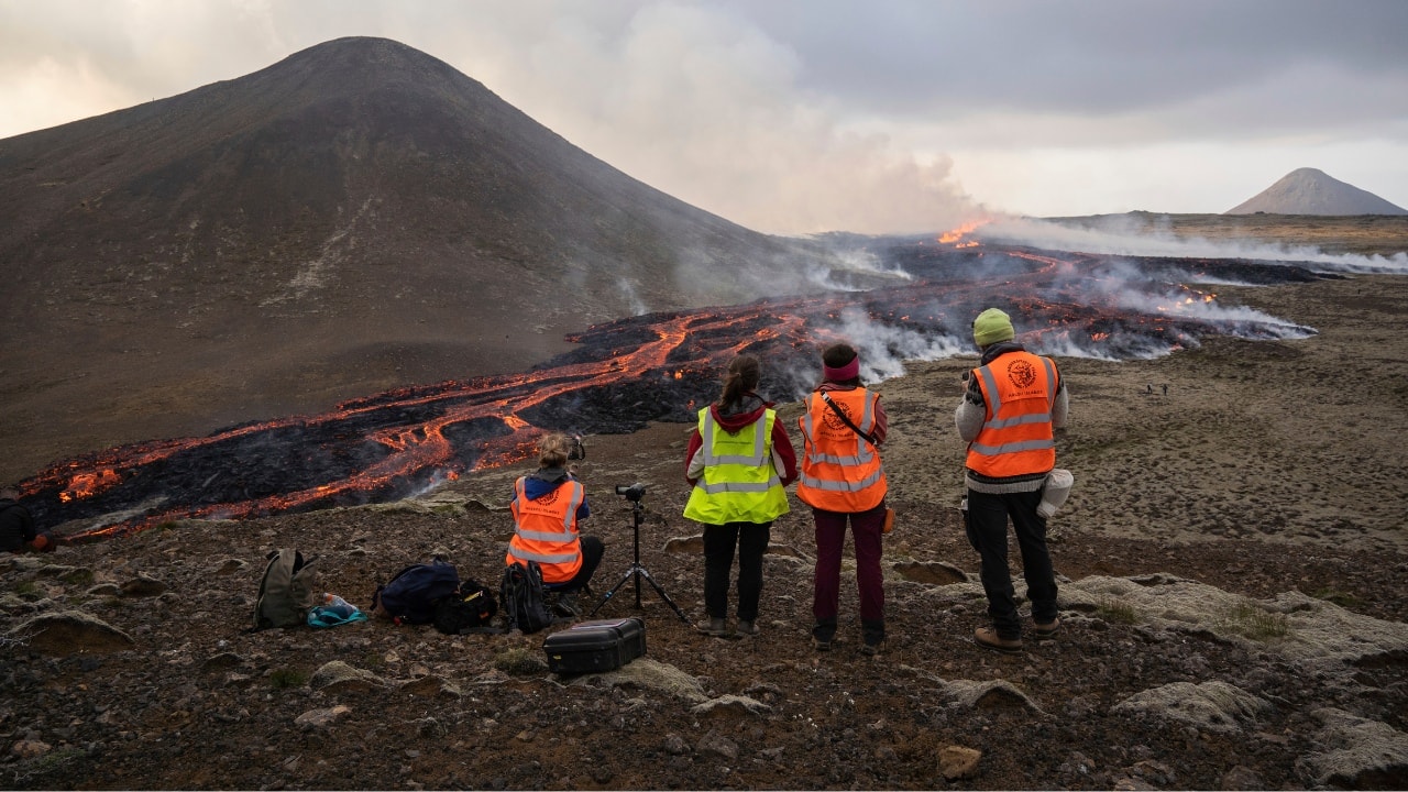 Iceland Volcano Erupts With Lava And Noxious Gases Tourists Warned To