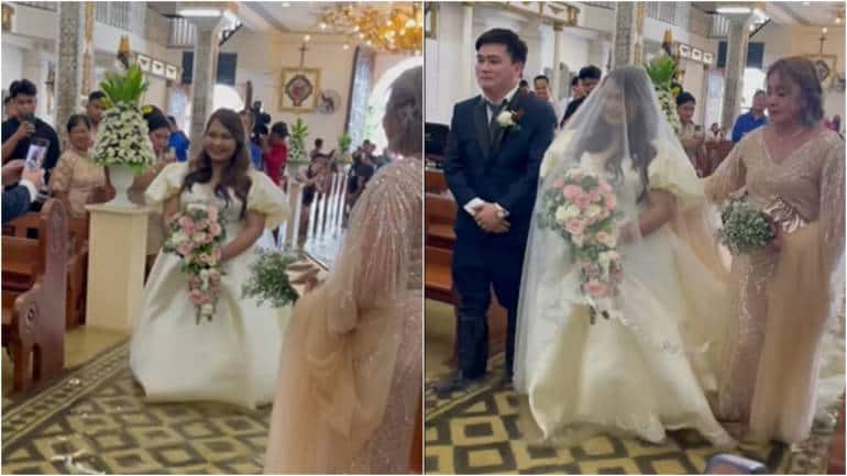 Bride wades through flood water on aisle amid Typhoon Doksuri in Philippines. Video goes viral