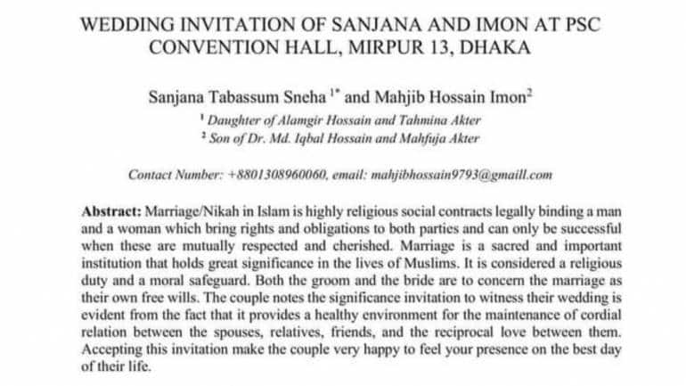 From abstract to conclusion, Bangladesh couple’s research paper-themed ...