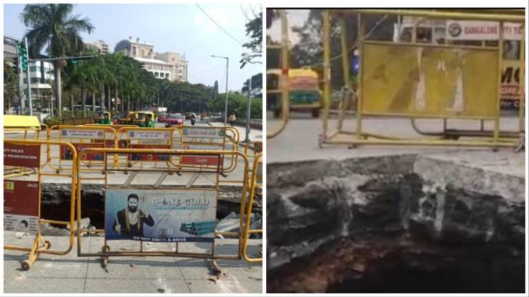 7-foot deep sinkhole opens up in the middle of Bengaluru road