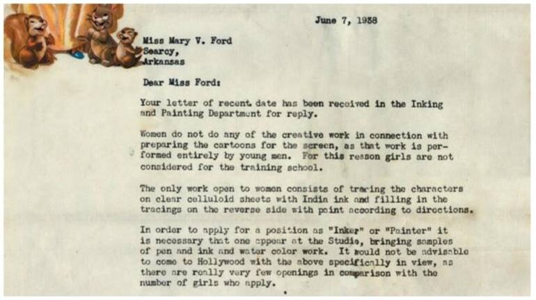 Walt Disney's 1938 rejection letter goes viral: 'Woman do not do ...
