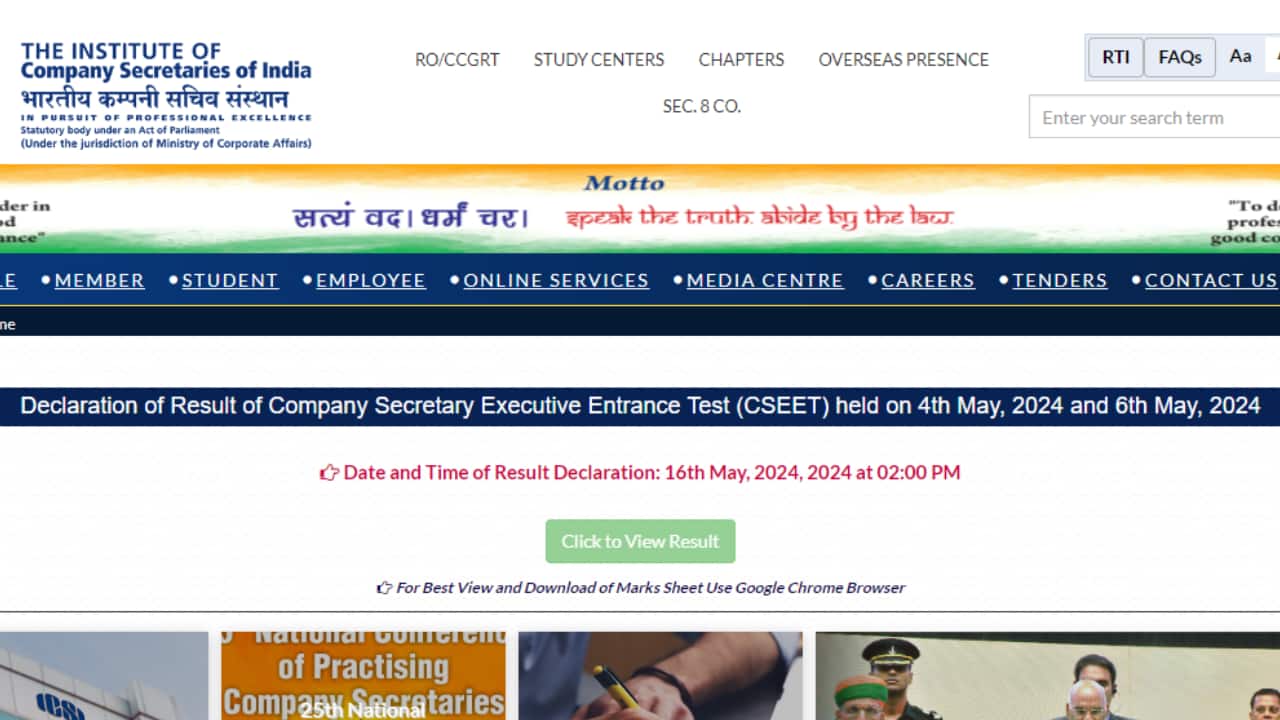 CSEET Result 2024: ICSI CSEET May Result 2024 declared @ icsi.edu ... CSEET Result 2024: ICSI CSEET May Result 2024 declared @ icsi.edu ...