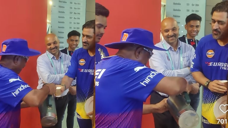 IPL: MS Dhoni enjoys a hot cup of chai as he arrives in Bengaluru ahead ...