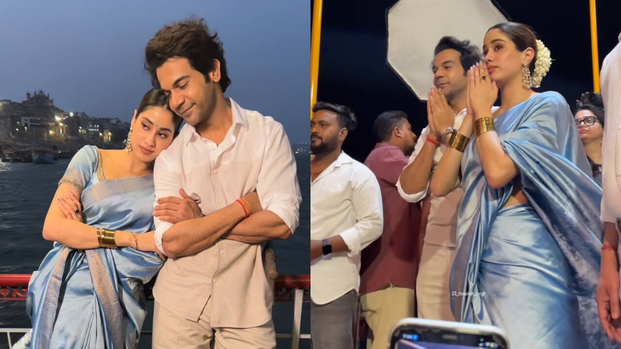 Janhvi Kapoor and Rajkummar Rao attend Ganga Aarti at Dashashwamedh ...
