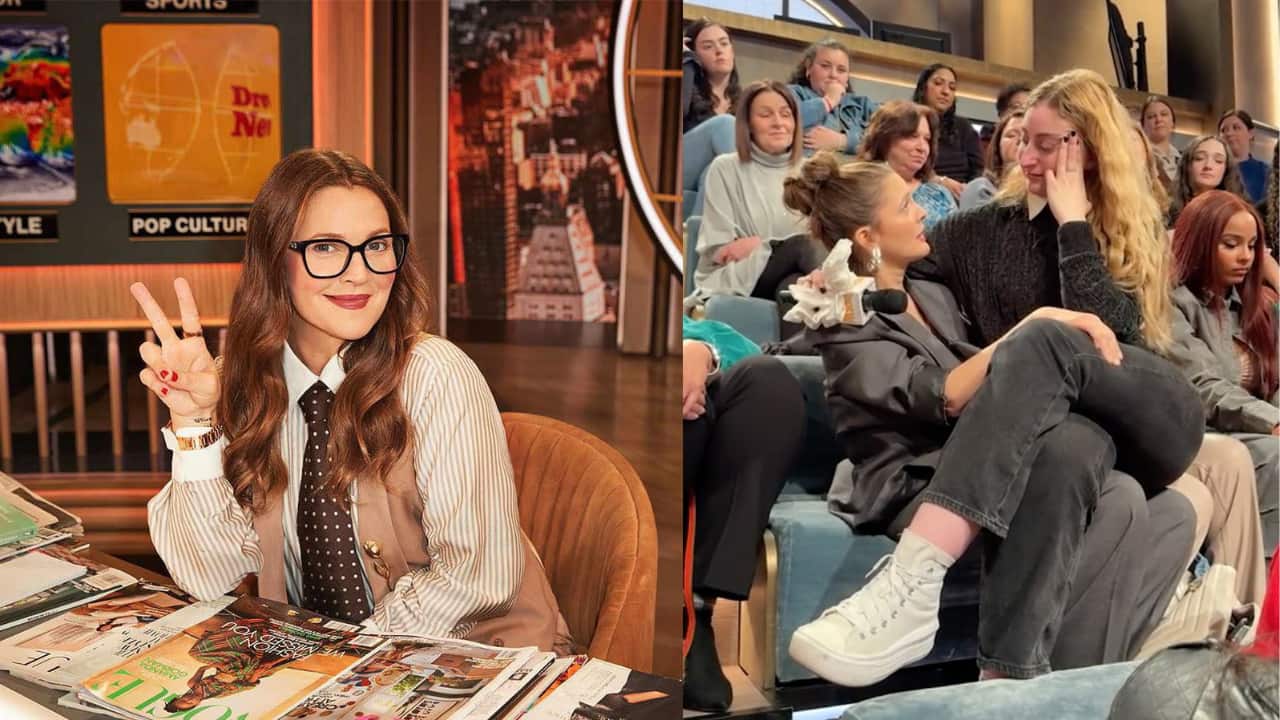 Drew Barrymore comforts crying fan on talk show, says, ‘Here, you can sit on my lap’