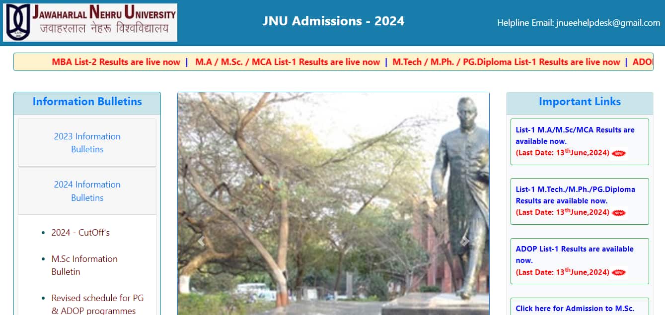 JNU PG Admissions 2024: 1st merit list out at jnuee.jnu.ac.in, check ...