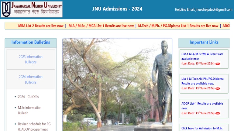 JNU PG Admissions 2024: 1st merit list out at jnuee.jnu.ac.in, check ...