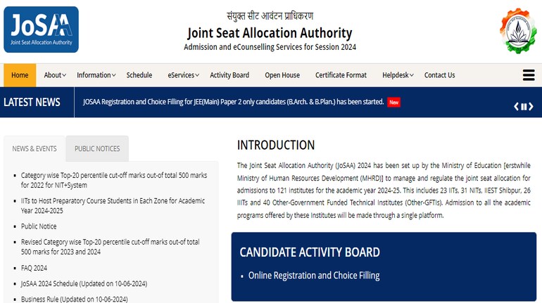 JoSAA Counselling 2024: Round 1 seat allotment result out today at josaa.nic.in, check details here