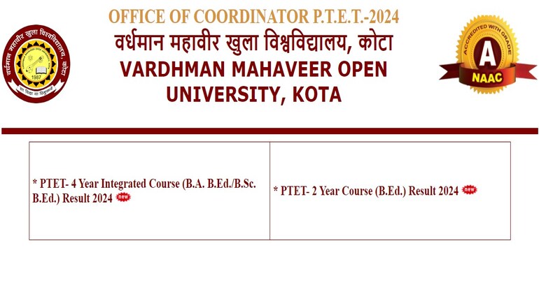 Rajasthan PTET Result 2024 declared at ptetvmou2024.com, direct link here