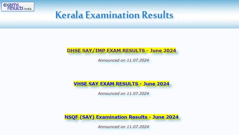 Kerala Plus Two SAY Result 2024 out at keralaresults.nic.in, direct ...