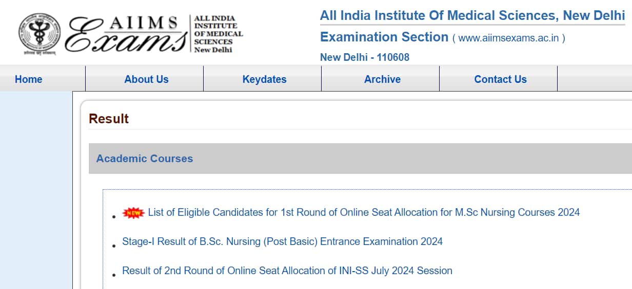 AIIMS BSc Nursing Result 2024 declared at aiimsexams.ac.in; direct link ...