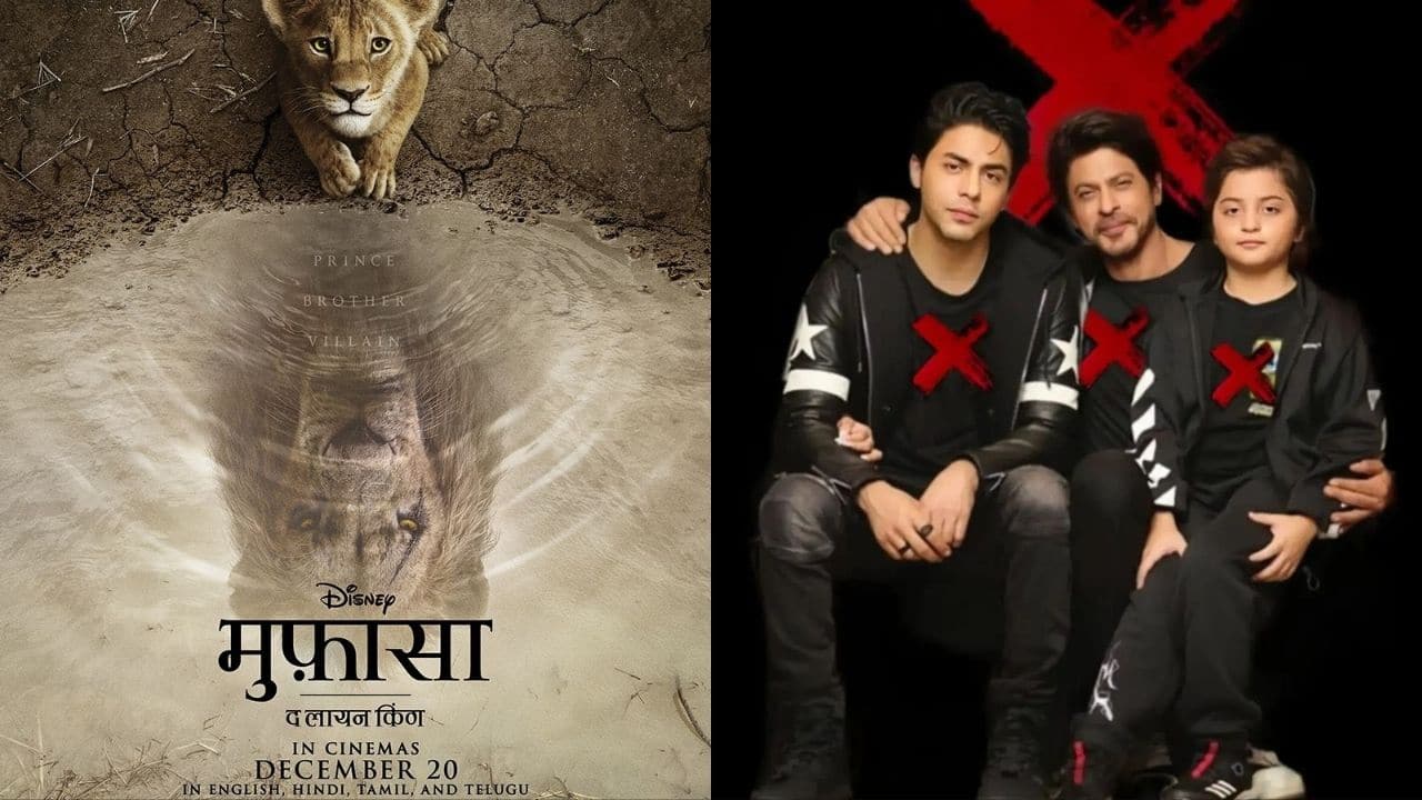 Shah Rukh Khan is joined by sons Aryan and AbRam Khan in Mufasa: The Lion King