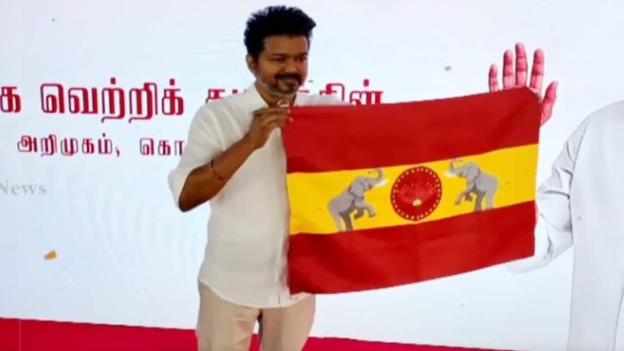 Vijay TVK flag: Tamil actor Vijay launches Tamizhaga Vetri Kazhagam ...