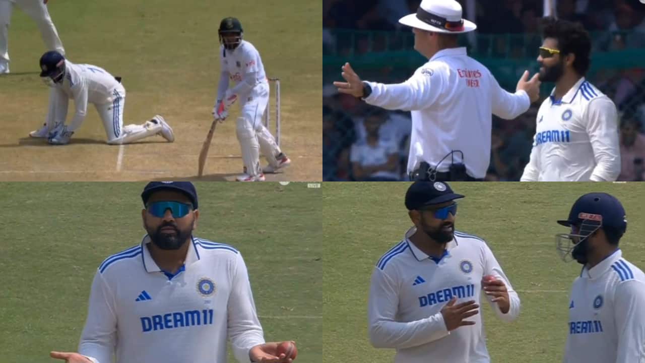 Confused Rohit Sharma signals Rishabh Pant after umpire foils Ravindra ...