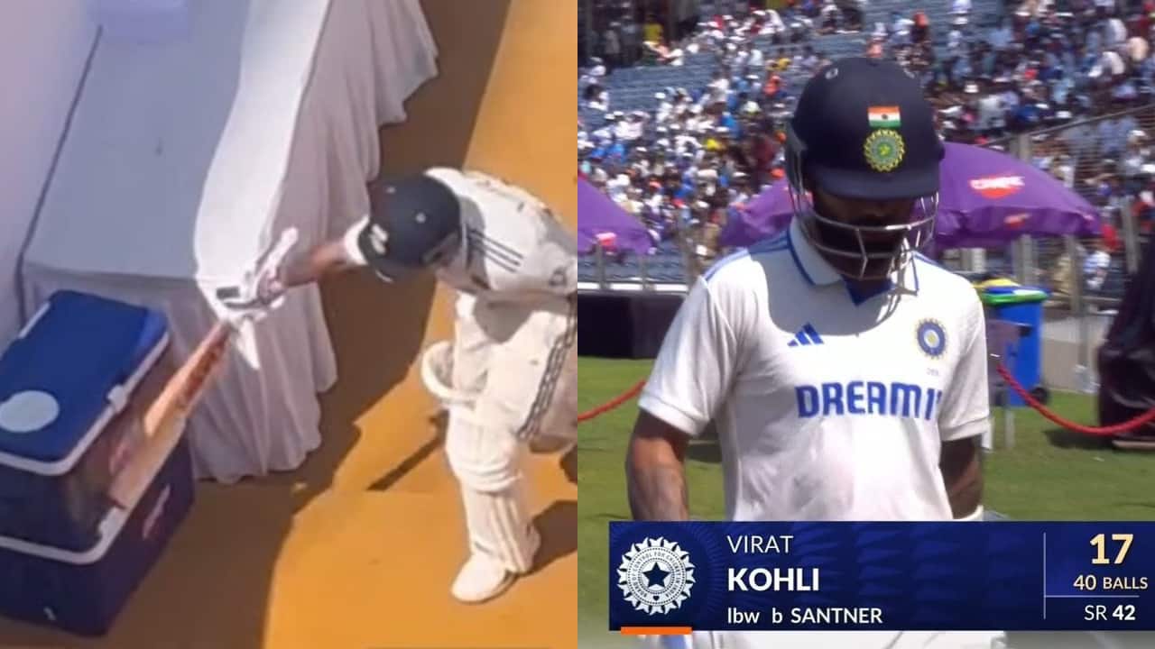 WATCH: Angry Kohli smashes water box after failed DRS in Pune