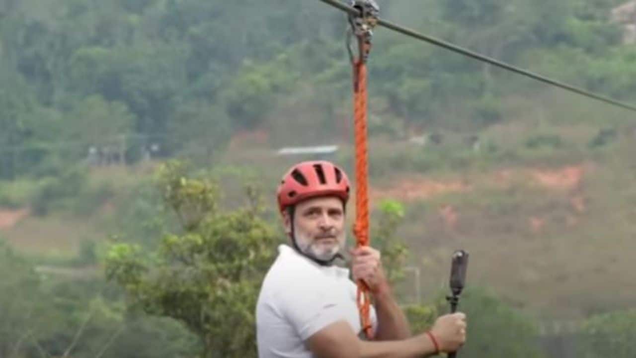 Watch: Rahul Gandhi takes Kerala’s longest zipline in Wayanad to ...