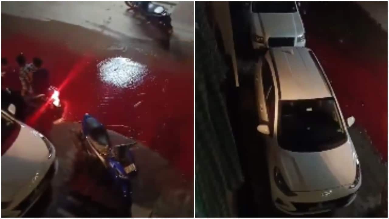 Red stinking water floods streets in Hyderabad, creates panic among ...