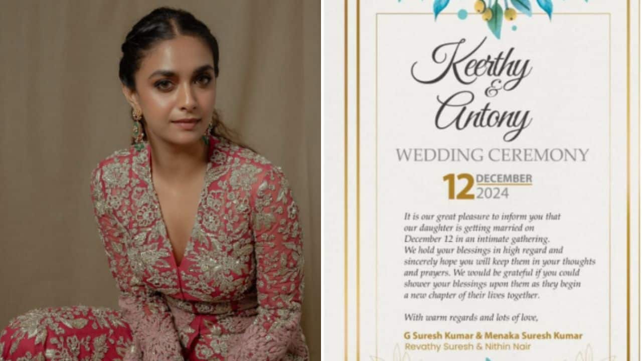 Actress Keerthy Suresh and Anthony Thattil's wedding invitation goes ...